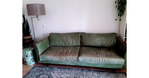 Groene leren 3,5 zits bank in Lochem - Huis en Inrichting, Banken en ...