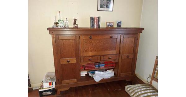 Secretaire / klepkast / kantoorkast i.g.st., donker eiken in Hilversum ...